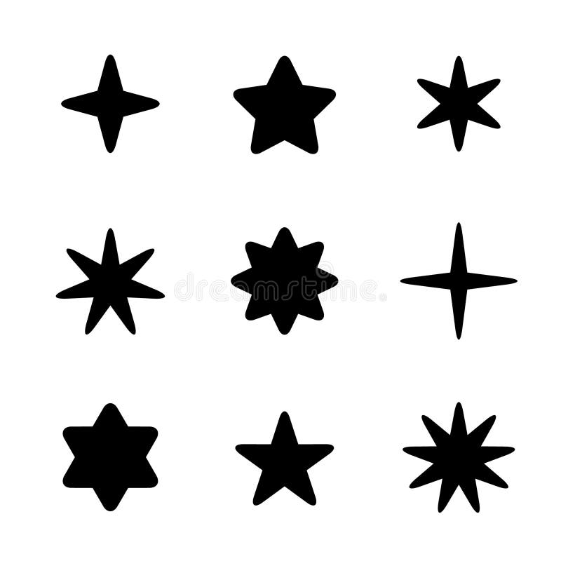 Star Icon Set Collection in Rounded Edges. Stars Sign Symbol Stock ...