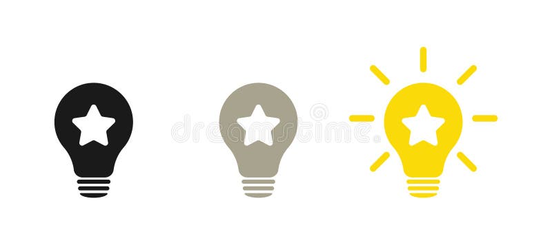 Star Icon Set with Light Bulb. Illustration Stock Illustration ...