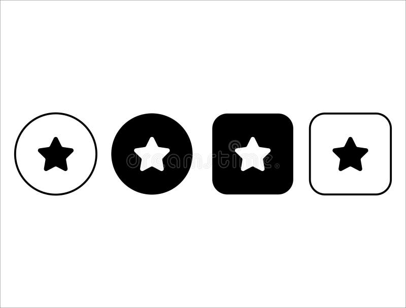 Star Icon Set. Simple Star Buttons Collection. Round Corners Stock ...