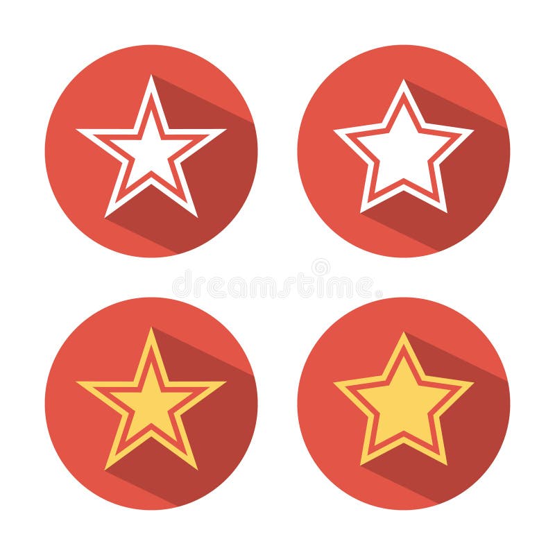 Star Icon Vector with Long Shadow. Stars Symbol on Red Circle Stock ...