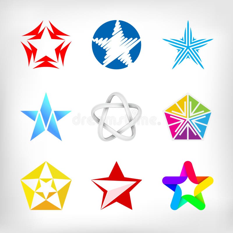 Star Icons and Logos Collection Stock Illustration - Illustration of ...