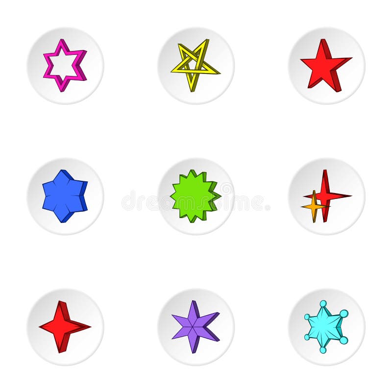 Star Icons Set, Cartoon Style Stock Vector - Illustration of gift, five ...