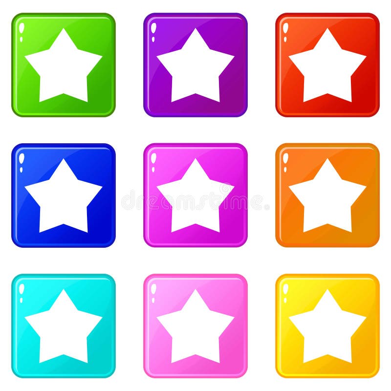 Star icons 9 set stock vector. Illustration of holiday - 96094810