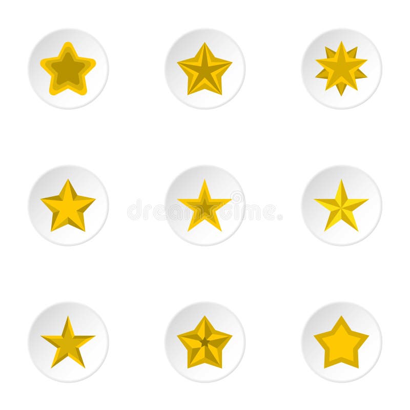 Star icons set, flat style stock vector. Illustration of decorate ...
