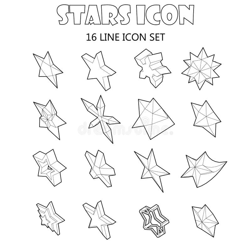 Star Icons Set in Outline Style Stock Vector - Illustration of ...