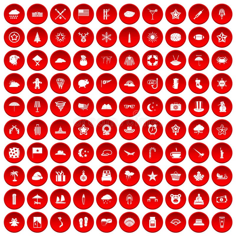 100 star icons set red stock vector. Illustration of gift - 120260978