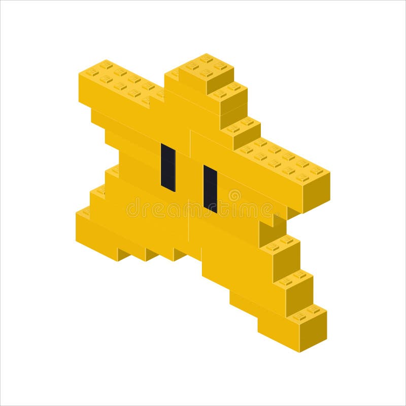 Star in Isometric View Assembled from Plastic Blocks. Vector Stock ...