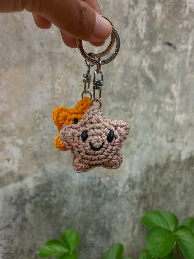 Star. Star Key Chain Made by Knitting Stock Image - Image of hand, leaf ...