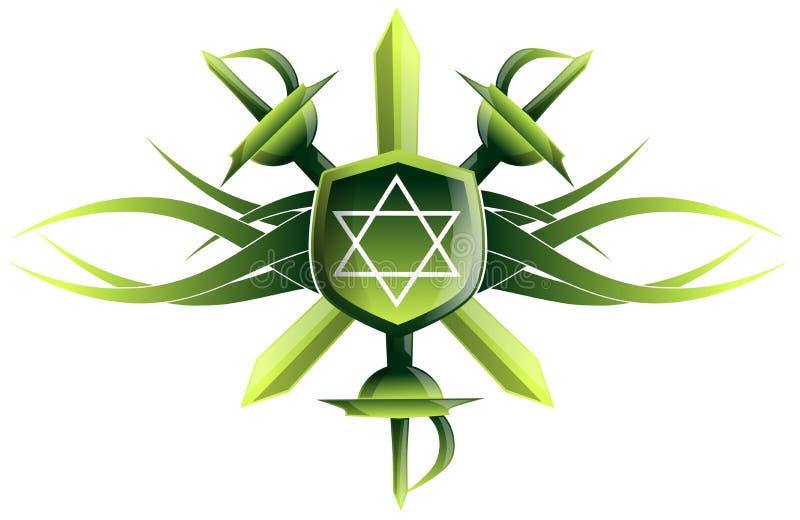 Star of King David on Shield with Swords Stock Illustration ...
