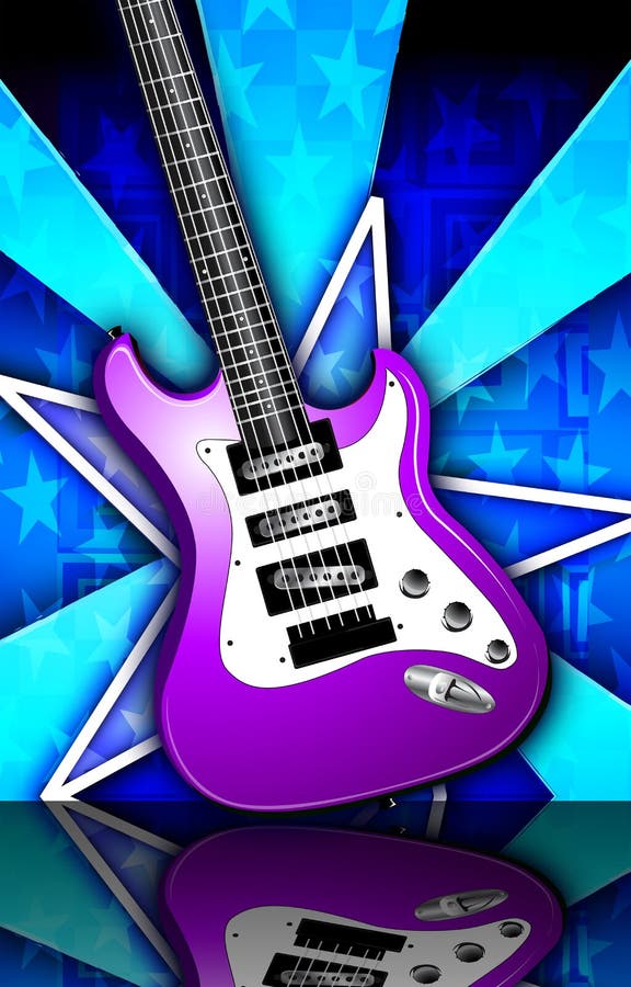 Illustrazione Di Chitarra Rock Viola Star Burst Illustrazione di Stock ...