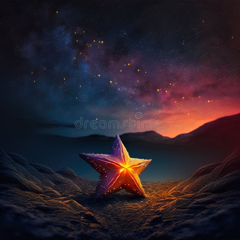 Star Laying on the Ground Under a Starry Sky. Created with Generative ...