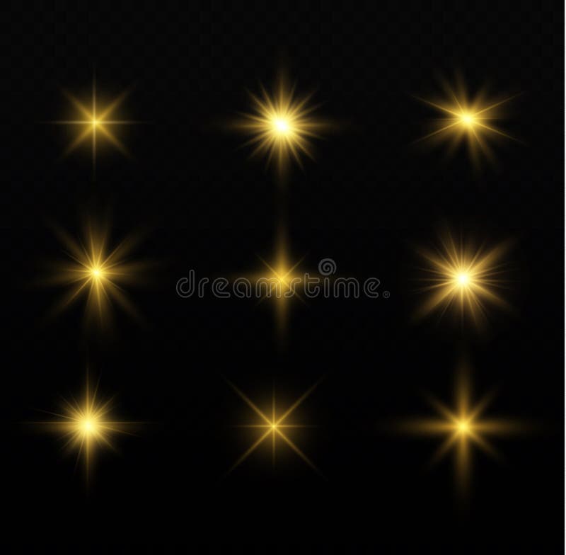 Star Light Gold, Sparkles, Sun Rays, Flash Sparks Stock Vector ...