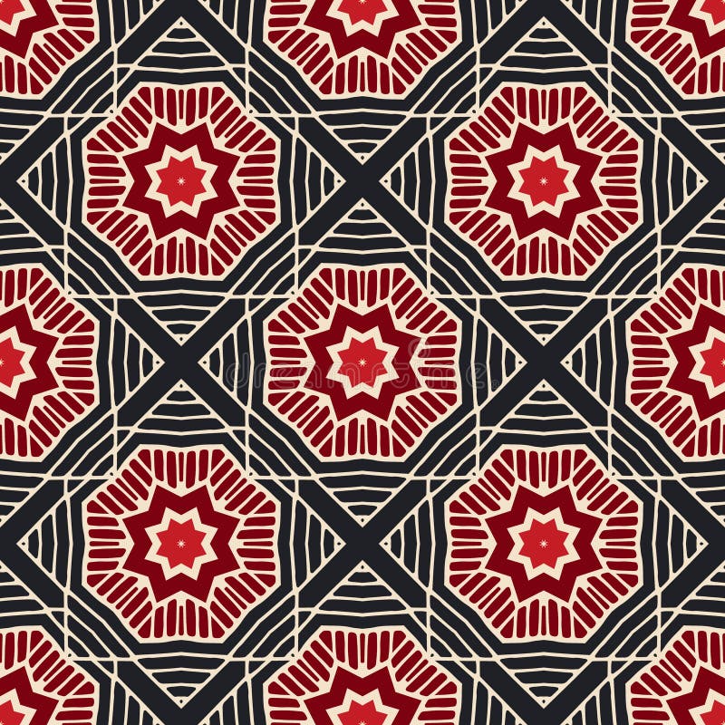 Star Line Art Seamless Tiled Motif Vector Pattern Stock Illustration ...