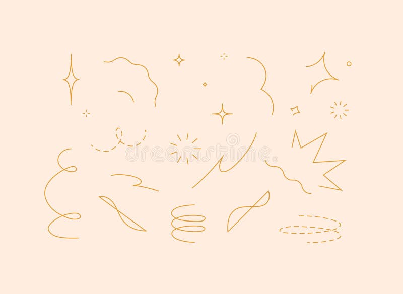 Star Line Design Elements Beige Color Stock Vector - Illustration of ...