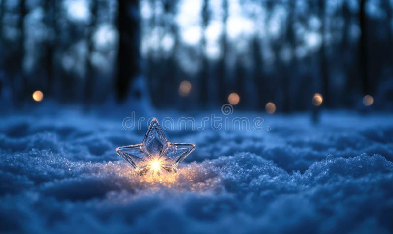 A Star is Lit Up in the Snow Stock Illustration - Illustration of ...