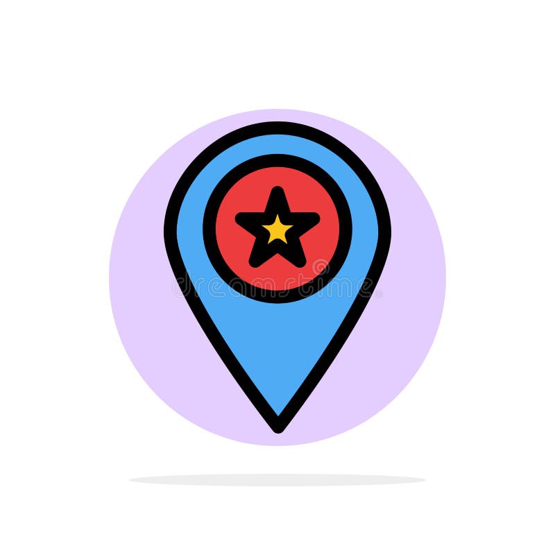 Star, Location, Map, Marker, Pin Abstract Circle Background Flat Color ...