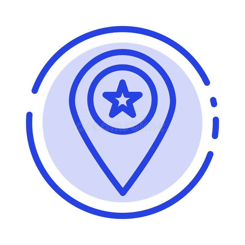 Star, Location, Map, Marker, Pin Blue Dotted Line Line Icon Stock ...