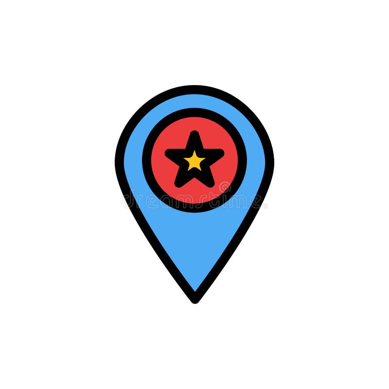 Star, Location, Map, Marker, Pin Flat Color Icon. Vector Icon Banner ...
