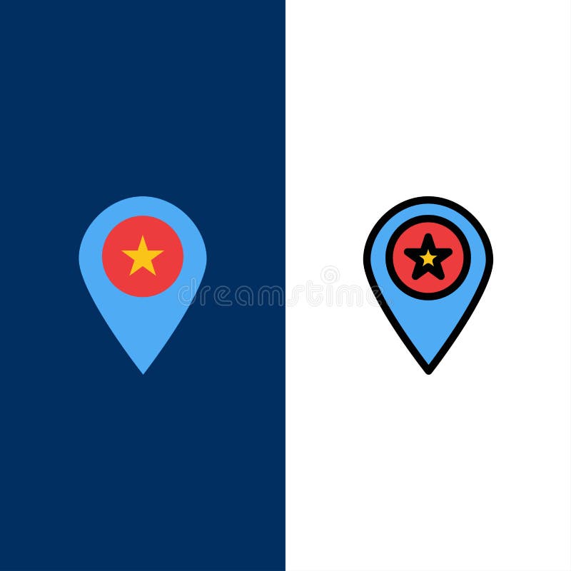 Star, Location, Map, Marker, Pin Icons. Flat and Line Filled Icon Set ...