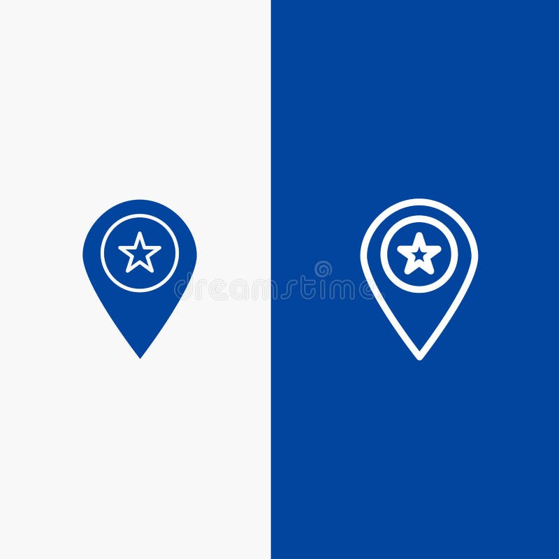 Star, Location, Map, Marker, Pin Line and Glyph Solid Icon Blue Banner ...