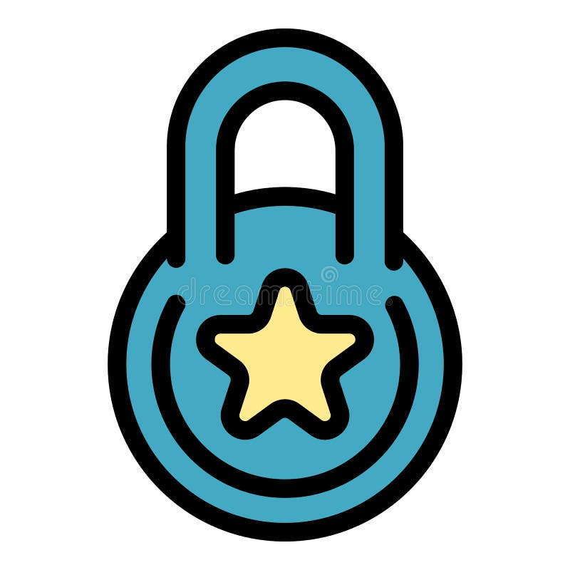 Star Lock Icon Color Outline Vector Stock Vector - Illustration of ...