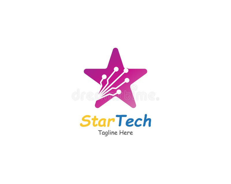 Star Logo with Circuit Tech Creative Simple Concept Design Stock ...
