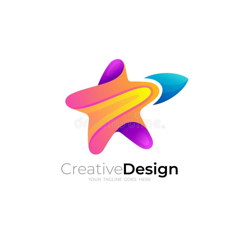 Star Logo and Rocket Design Combination, Stock Vector - Illustration of ...