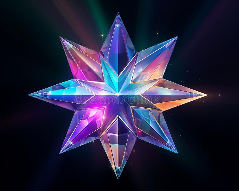 A Star Made Out of Crystals on a Black Background Stock Illustration ...