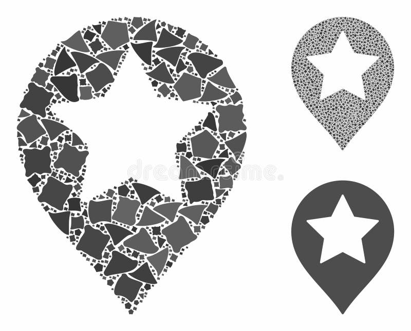 Star Map Marker Mosaic Icon of Rugged Pieces Stock Illustration ...