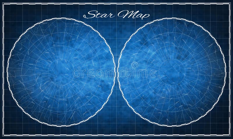 Star Map with Names of Constellations Stock Illustration - Illustration ...