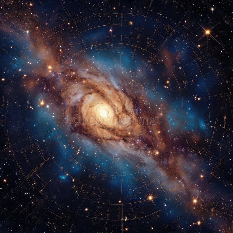 Galactic Star Map with Hypernova Stock Illustration - Illustration of ...