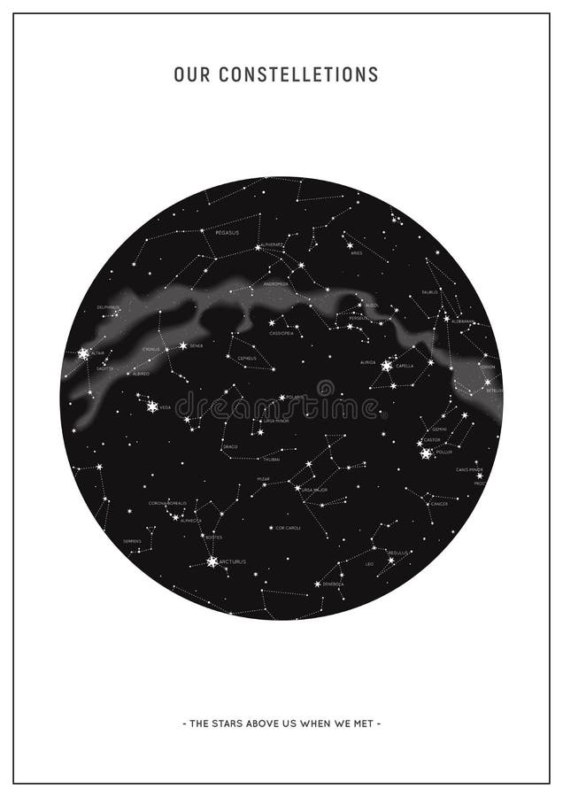 Star Map of Vector Constellations Stock Vector - Illustration of ...