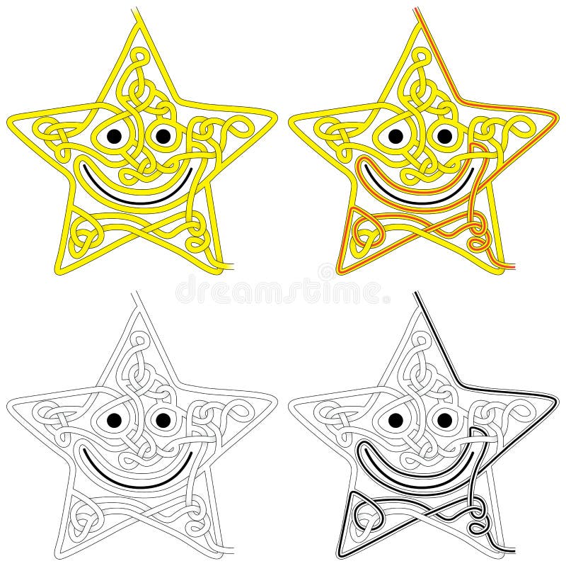 Star Maze Labirinth Game Sheet Stock Illustration - Illustration of ...