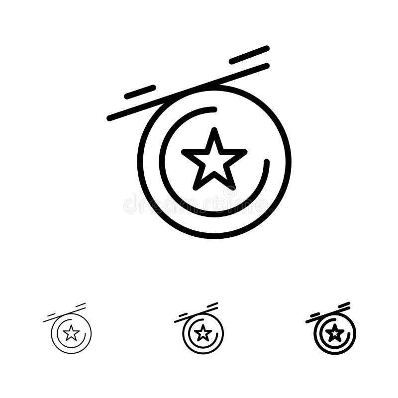 Star, Medal Bold and Thin Black Line Icon Set Stock Vector ...