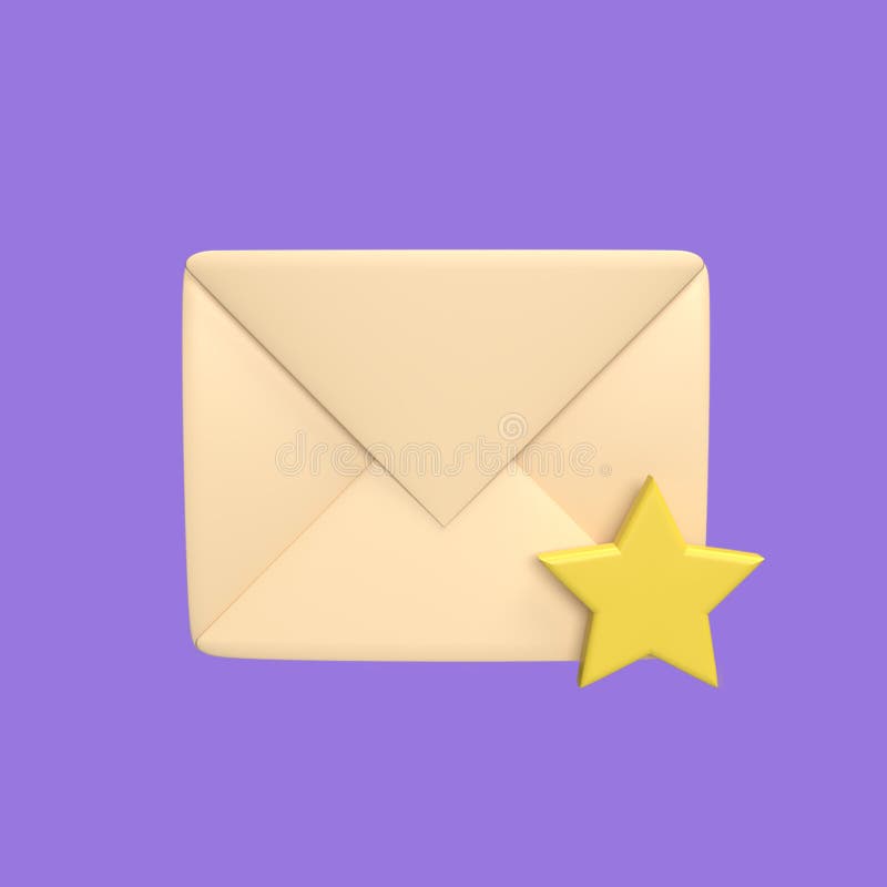 Star Messages 3d Icon Model Cartoon Style Concept. Render Illustration ...
