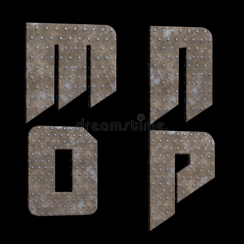 Star Metal Plate Alphabet - Letters M-P Stock Illustration ...