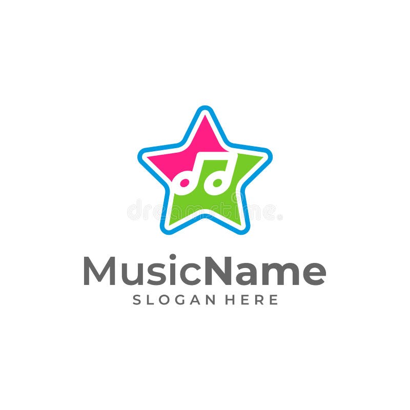 Star Music Logo Illustration Template. Music Note Logo Design Concept ...