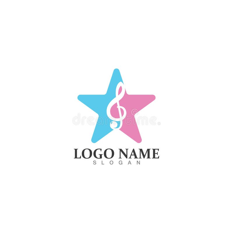 Star Note Music Icon Logo Design Template. Stock Vector - Illustration ...