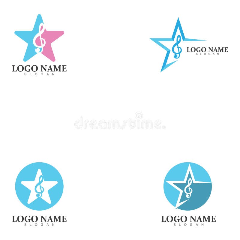 Star Note Music Icon Logo Design Template. Stock Illustration ...