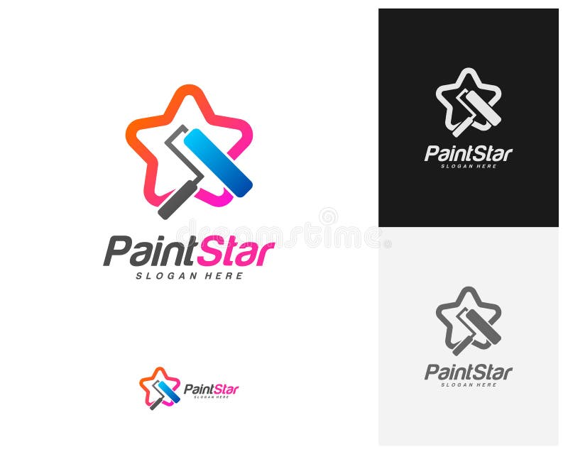 Set of Star Paint Logo Design Vector, Creative Paint Star Logo Template ...