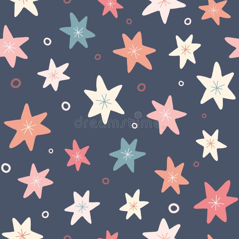 Star Pattern Design, Cute Vector Seamless Repeat of Winter Stars and ...