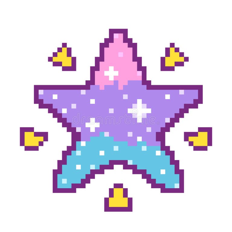 Star Pattern. Pixels Star Image 8 Bit Stock Vector - Illustration of ...