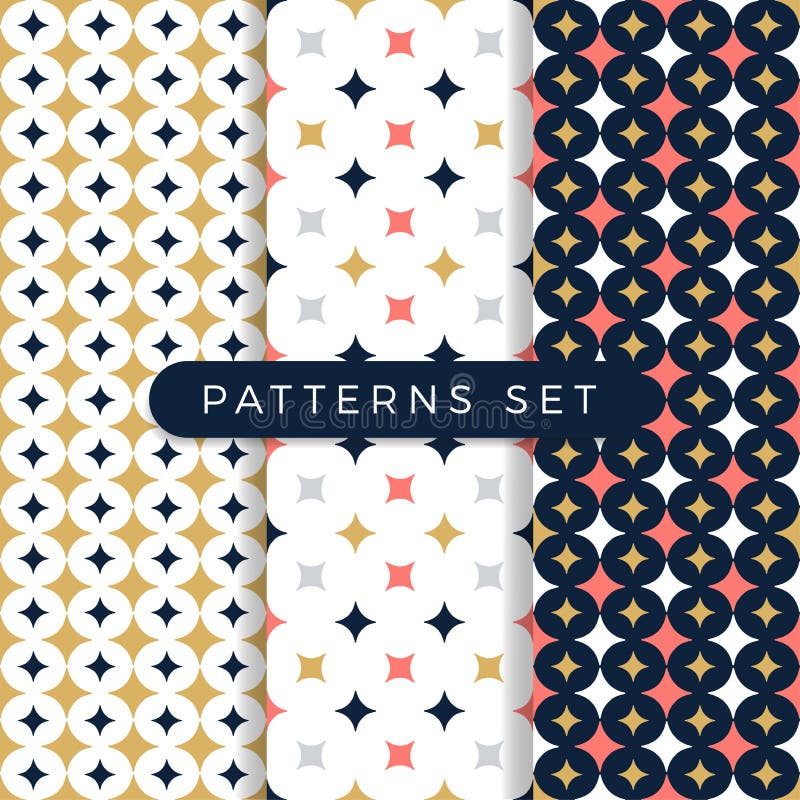 Star Pattern Set. Ornamental Vector Seamless Space Pattern. Modern ...