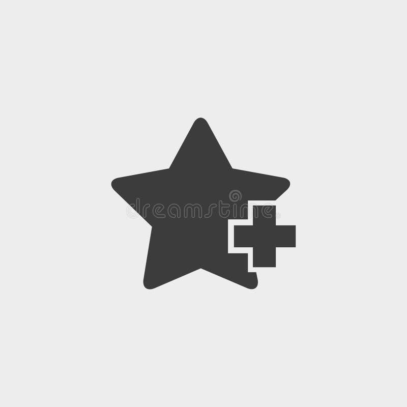 Star with Plus Icon in a Flat Design in Black Color. Vector ...