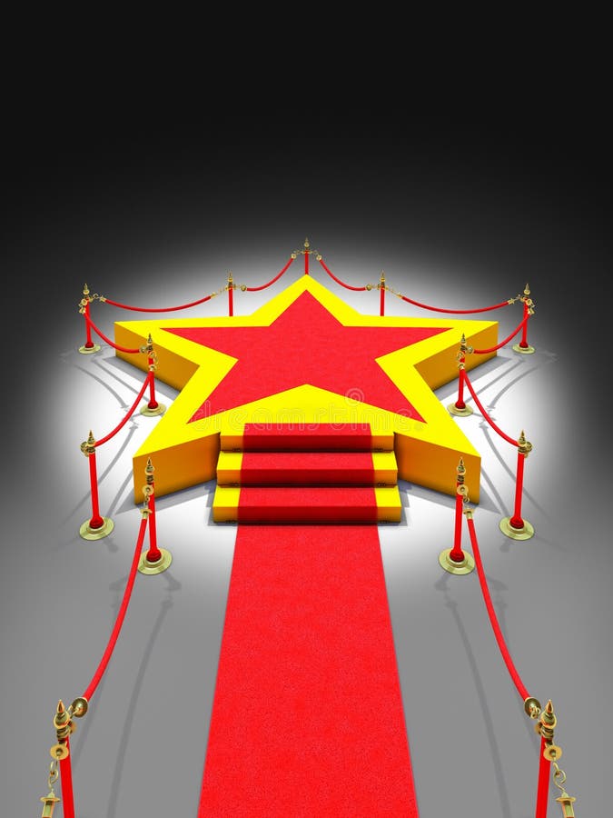 Star Podium Stairs and Red Carpet in Night Stock Illustration ...