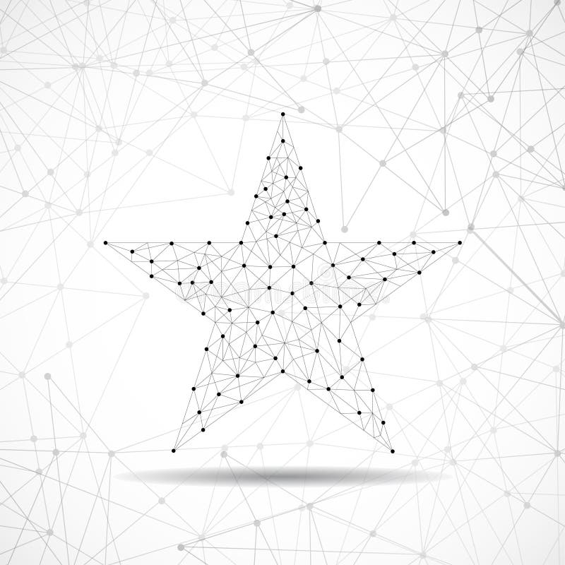 Star with Polygon Line and Dots. Connection Structure Stock Vector ...