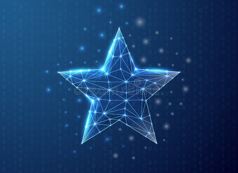 Star Polygonal Symbol with Binary Code Background. Rating Concept ...