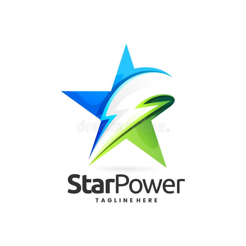 Star Power Logo with Thunder Sign in Negative Space Stock Vector ...