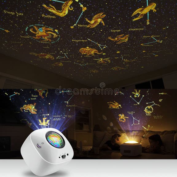 A Star Projector is Casting a Celestial Map on the Ceiling, Featuring ...