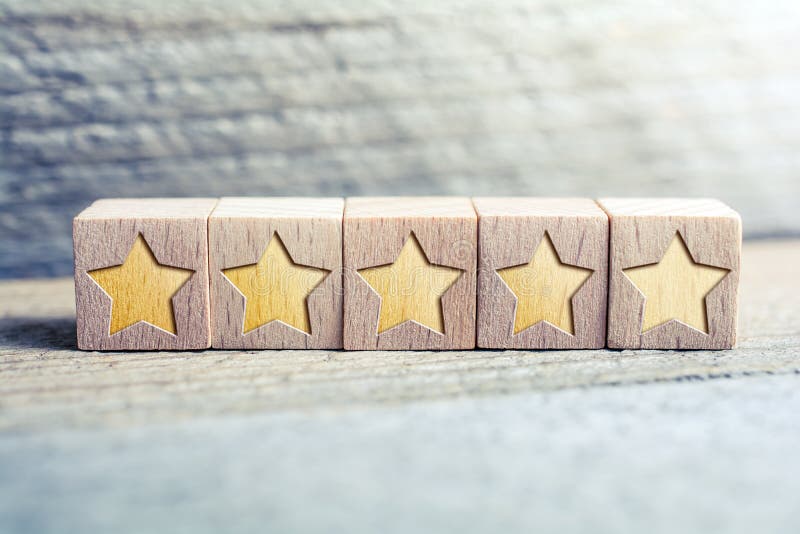 5 Star Ranking Formed by Wooden Blocks on a Board - Quality Concept ...